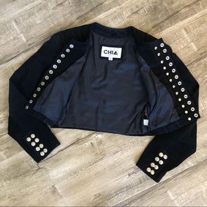 Chia | Jackets & Coats | 9s Vintage Chia Black Suede Crop Silver Jacket Xs | Poshmark